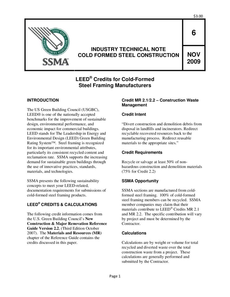 LEED Documents - Steel Construction Systems
